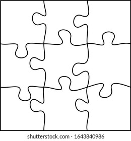 3x3 Jigsaw Puzzle Vector Blank Template Stock Vector (Royalty Free ...
