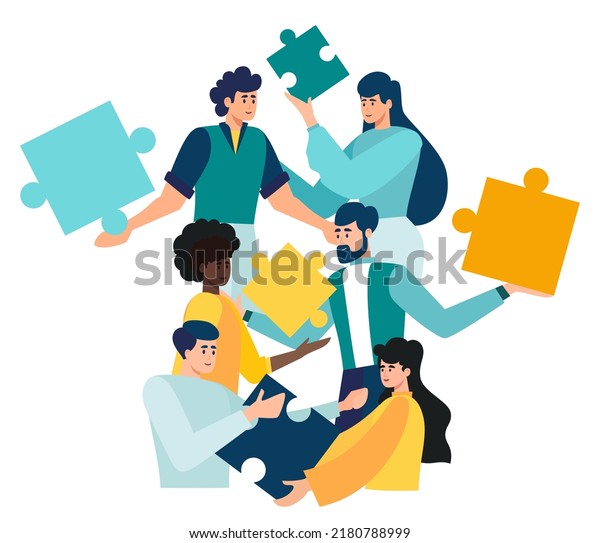 Jigsaw Puzzles Great Element Team Work Stock Vector (Royalty Free ...