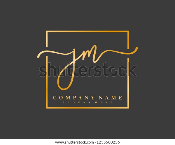 Jm Initial Handwriting Square Minimalist Logo Stock Vector (Royalty ...