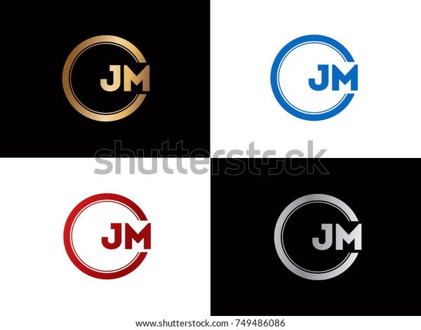 JM Logo. Letter Design Vector with Red and Black Gold Silver Colors