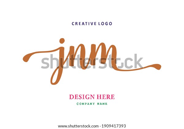 Jnm Lettering Logo Simple Easy Understand Stock Vector (Royalty Free ...