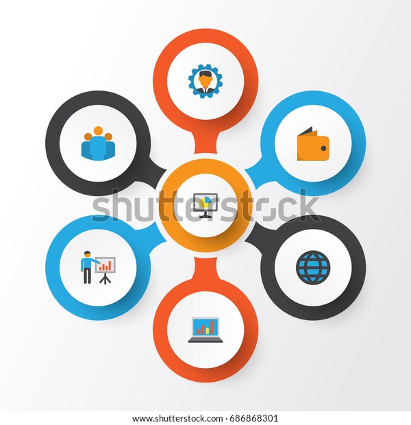 Job Flat Icons Set Collection Diagram Stock Vector (Royalty Free ...