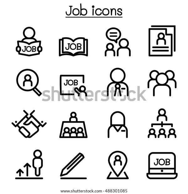 Job Icons Set Thin Line Style Stock Vector (Royalty Free) 488301085 ...