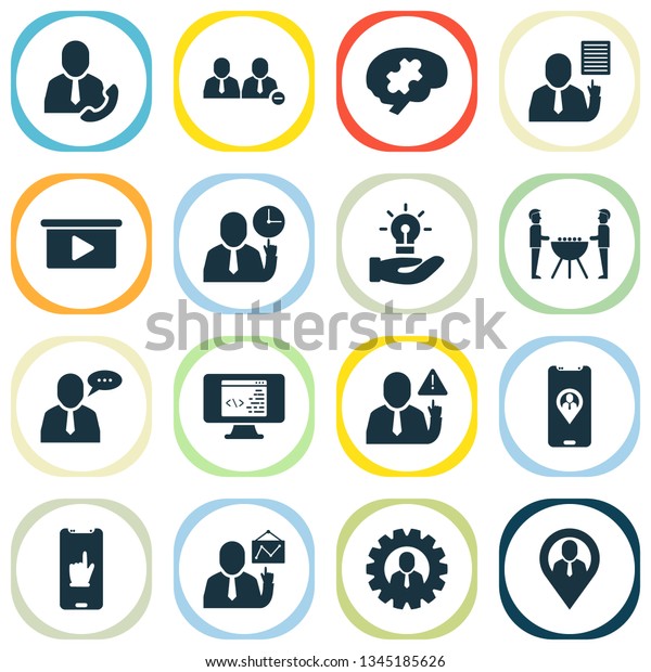 Job Icons Set Workflow Challenge Presentation Stock Vector (Royalty ...