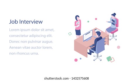 Job Interview Isometric Design Illustration Stock Vector (Royalty Free ...