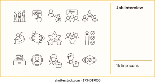 Job Interview Line Icon Set Candidate Stock Vector (Royalty Free ...