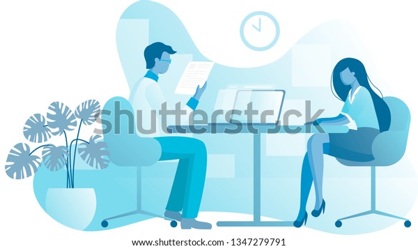 Job Interview Office Isolated White Background 库存矢量图（免版税）1347279791