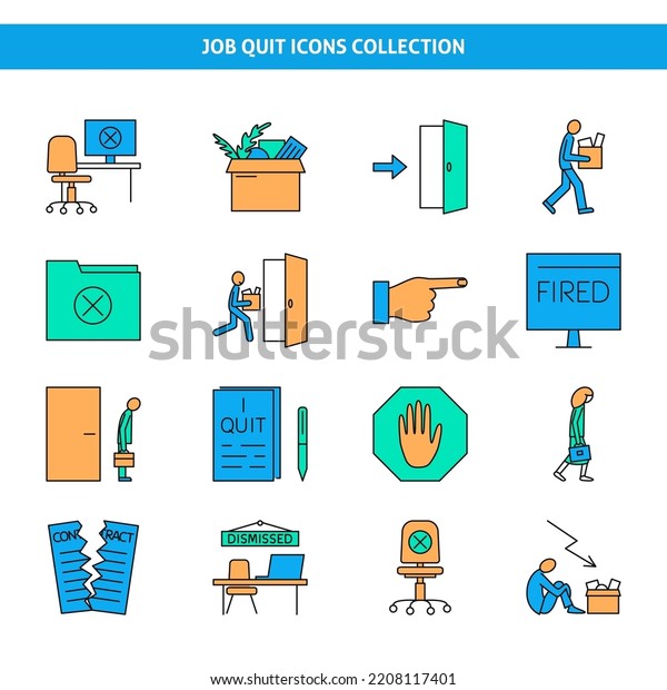 Job Quit Icon Set Colored Line Stock Vector (Royalty Free) 2208117401 ...