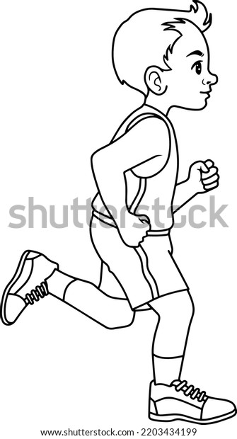 Jogging Line Vector Illustration Isolated On Stock Vector (Royalty Free ...