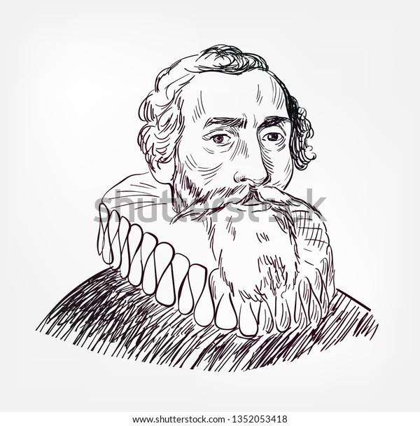 Johannes Kepler Vector Portrait Isolated Sketch 스톡 벡터(로열티 프리 ...