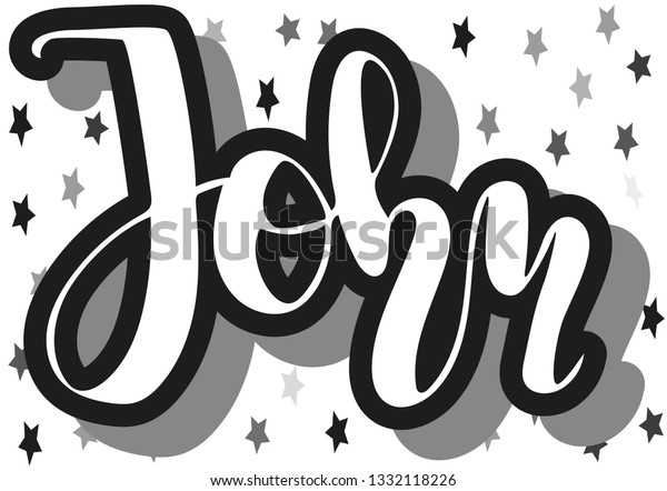 John Men's name stars pattern Hand sketched lettering vector ...