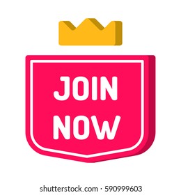 Join Now Red Badge Crown Icon Stock Vector (Royalty Free) 590999603