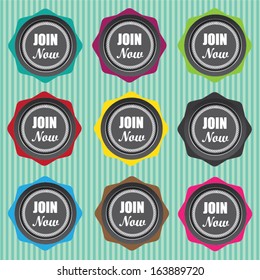 Join Now Vintage Style Sticker Label Stock Vector (Royalty Free ...