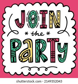 Join Party Invitation Doodle Card Print Stock Vector (Royalty Free ...