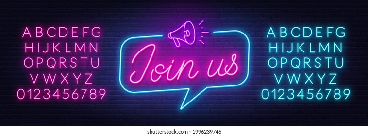 Join Us Neon Sign On Brick Stock Vector (Royalty Free) 1996239746 ...
