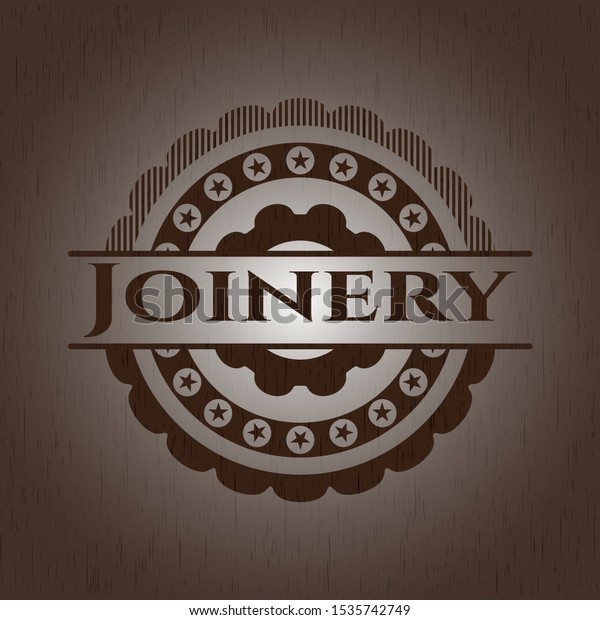 Joinery Realistic Wooden Emblem Vector Illustration Stock Vector ...