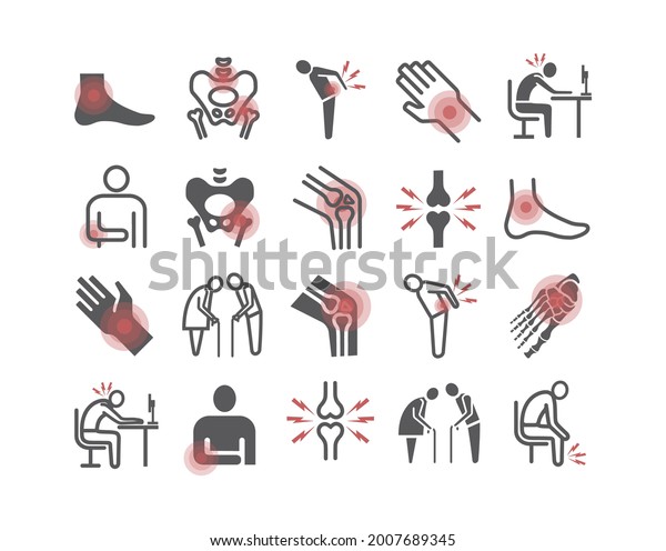 Joint Pain Icons Set Vector Signs Stock Vector (Royalty Free ...