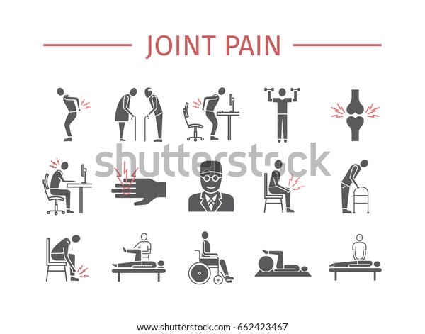 Joint Pain Icons Set Vector Signs Stock Vector (Royalty Free) 662423467 ...