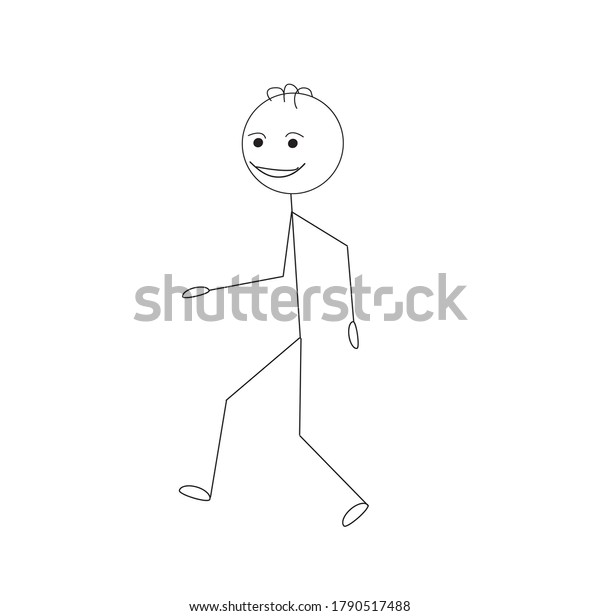 Jolly Stick Man Walking Isolated On: เวกเตอร์สต็อก (ปลอดค่าลิขสิทธิ์ ...