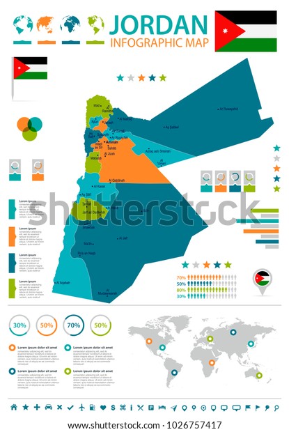 Jordan Infographic Map Flag High Detailed Stock Vector (Royalty Free ...