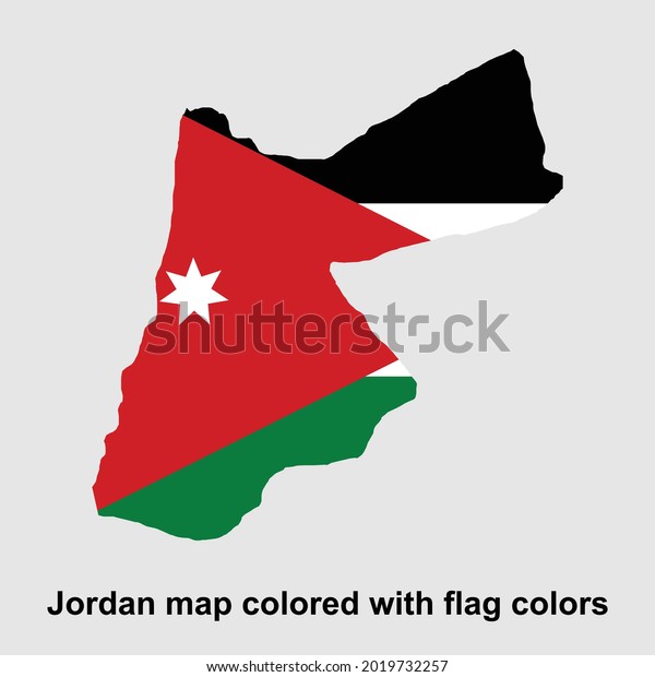 Jordan Map Colored Flag Colors Isolated Stock Vector (Royalty Free ...