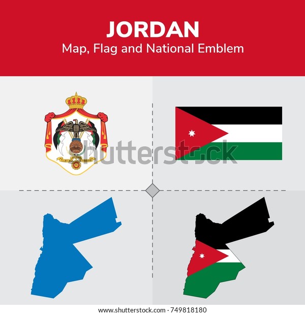 Jordan Map Flag National Emblem Stock Vector (Royalty Free) 749818180 ...