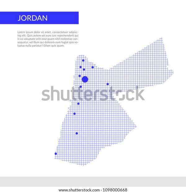 Jordan Map Infographics Background Blue Grid Stock Vector (Royalty Free ...