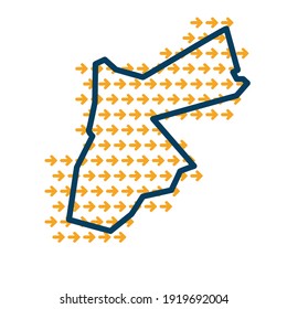 Jordan Simple Outline Map Yellow Direction Stock Vector (Royalty Free ...