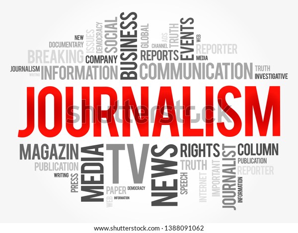 Journalism Word Cloud Collage Social Concept: เวกเตอร์สต็อก (ปลอดค่า ...