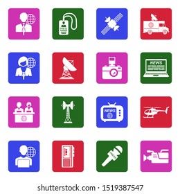 Journalist Icons White Flat Design Square Stock Vector (Royalty Free ...