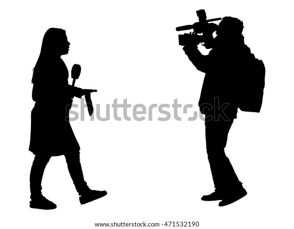 Journalist News Reporter Interview Camera Crew Stock Vector (Royalty ...