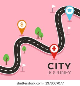 Journey Map Illustration Stock Vector (Royalty Free) 1378089077 ...