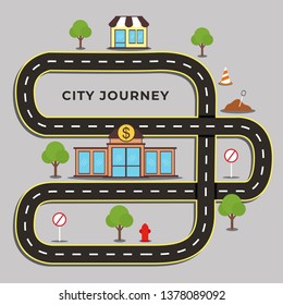 Journey Map Illustration Stock Vector (Royalty Free) 1378089092 ...