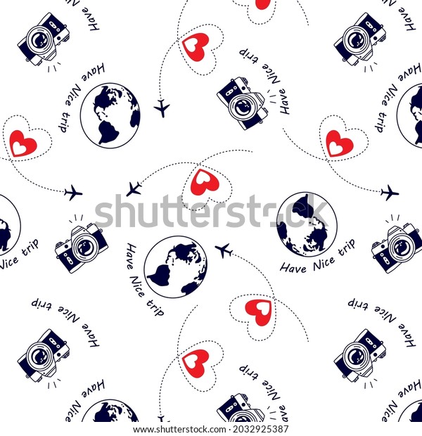 Journey Trip Pattern Travel Design Worldplane Stock Vector (Royalty ...