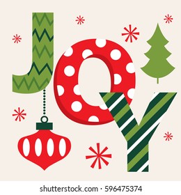 Joy Christmas Card Design Stock Vector (Royalty Free) 596475374 ...