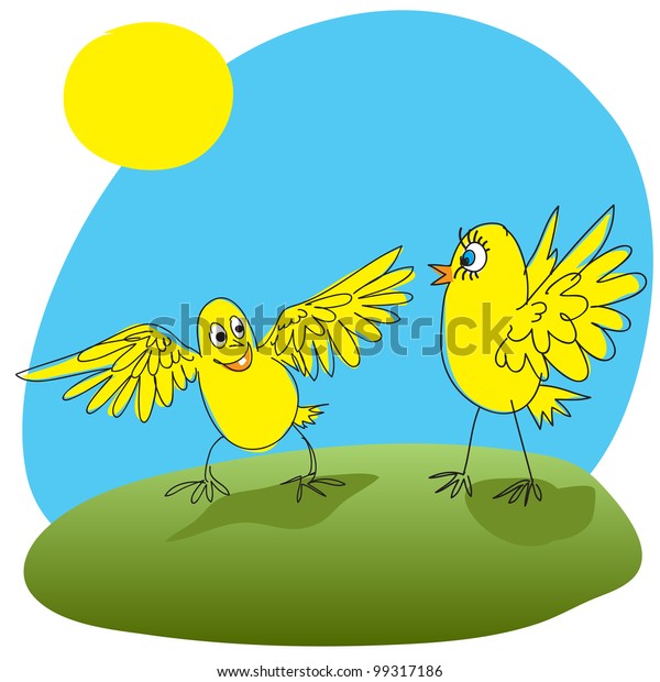 Joyful Chicken Welcomed Friend Vector Illustration: เวกเตอร์สต็อก (ปลอด ...