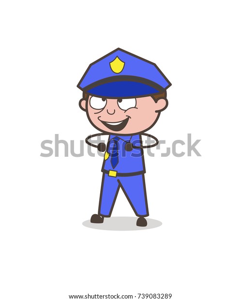 Joyful Inspector Laughing Face Vector Stock Vector (Royalty Free) 739083289