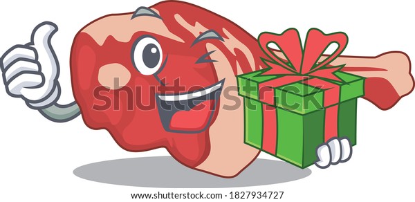 Joyful Leg Lamb Cartoon Character Big Stock Vector (Royalty Free ...