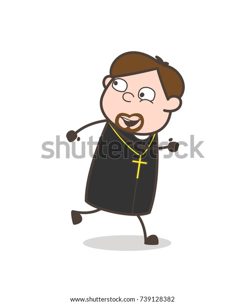 Joyful Priest Playing Running Vector Stock Vector (Royalty Free ...