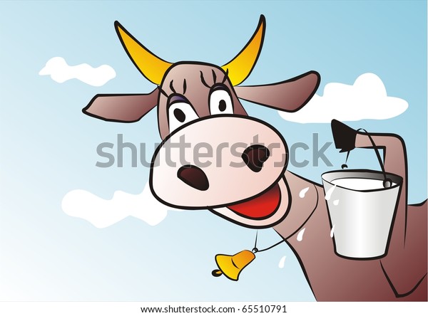 Joyfull Cow Bucket Milk Stock Vector (Royalty Free) 65510791 | Shutterstock