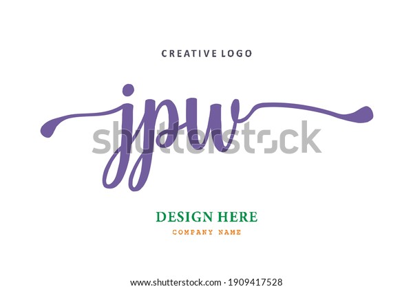 Jpw Lettering Logo Simple Easy Understand Stock Vector (Royalty Free ...
