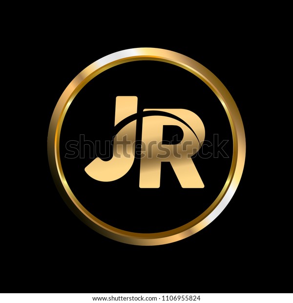 Jr Initial Circle Company Logo Gold Stock Vector (Royalty Free) 1106955824