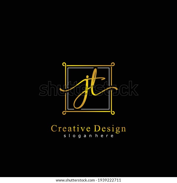 Jt Initial Calligraphy Handwritten Logo Handwritten: เวกเตอร์สต็อก ...