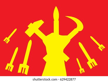 Juche Symbol Hand On Red Background Stock Vector (Royalty Free ...