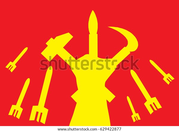 Juche Symbol Hand On Red Background Stock Vector (Royalty Free ...