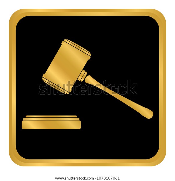 Judge Gavel Button On White Background Stock Vector (Royalty Free ...