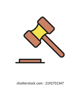 Judicial Gavel Thin Line Icon Colourful Stock Vector (Royalty Free ...
