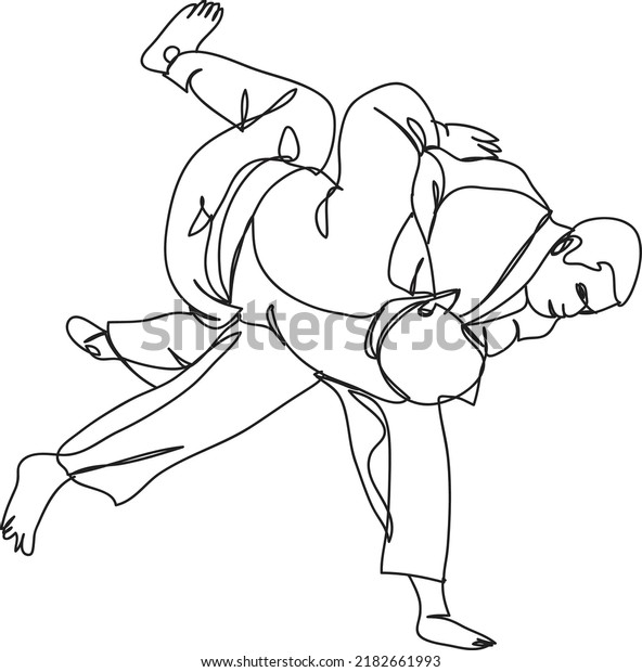 Judo Line Drawing Vector Illustration: เวกเตอร์สต็อก (ปลอดค่าลิขสิทธิ์ ...