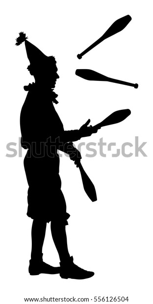 Juggler Artist Vector Silhouette Juggling Pins Stock Vector (Royalty ...