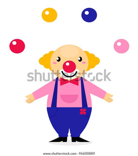 Juggling Colorful Circus Clown Isolated On Stock Vector (Royalty Free ...